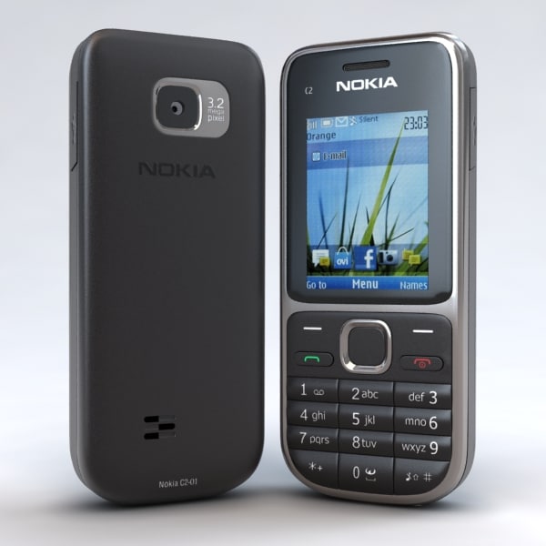 3d model of nokia c2 01 black phone
