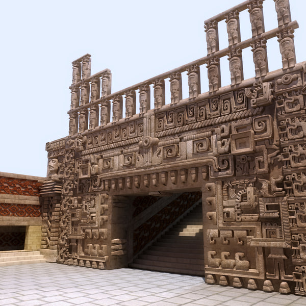 3d aztec temple room interior