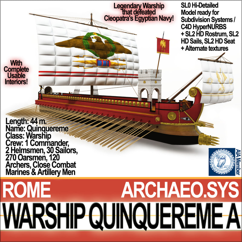 Ancient Roman Warship Quinquereme Obj Ancient Roman Warship Quinquereme Obj