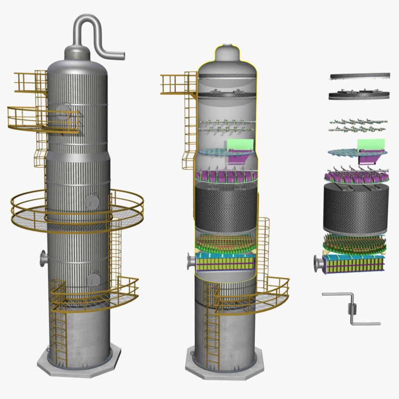 3d fractional distillation tower