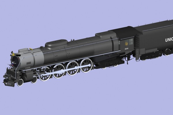 3d steam locomotive fef 4 8 4 train model