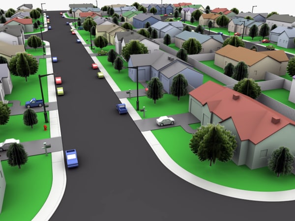 3d model neighborhood block
