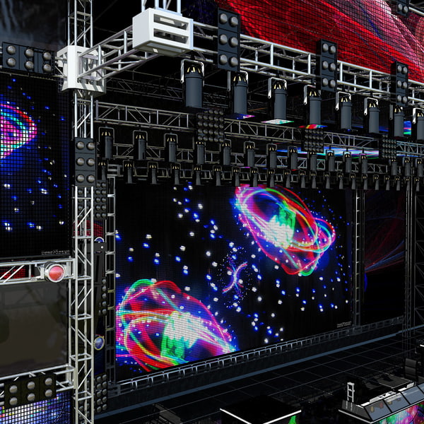 3d model mega dj stage set
