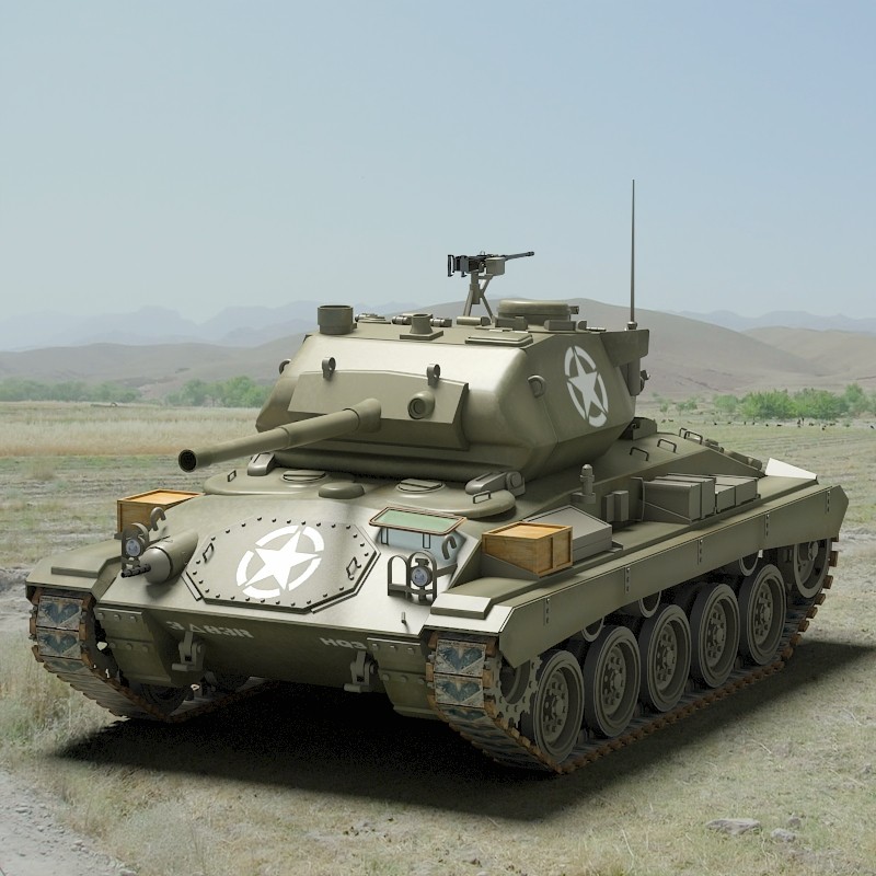 3d m24 chaffee light tank model