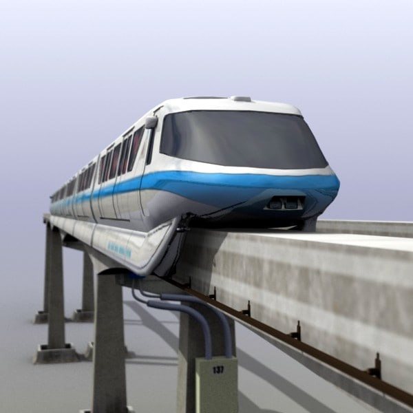 3ds max modern monorail train