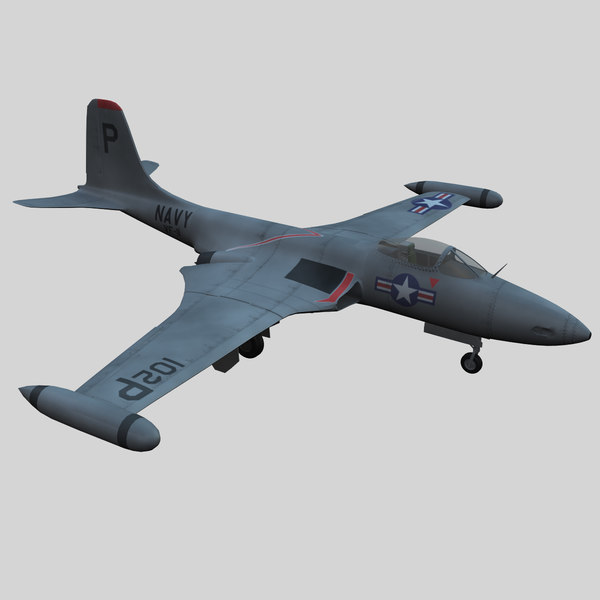 mcdonnell f2h banshee jet fighter 3d model