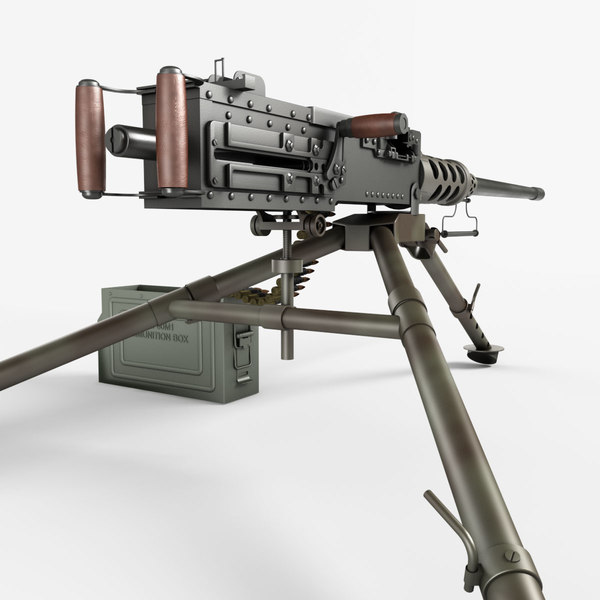 3d model realistic m2 browning machine gun