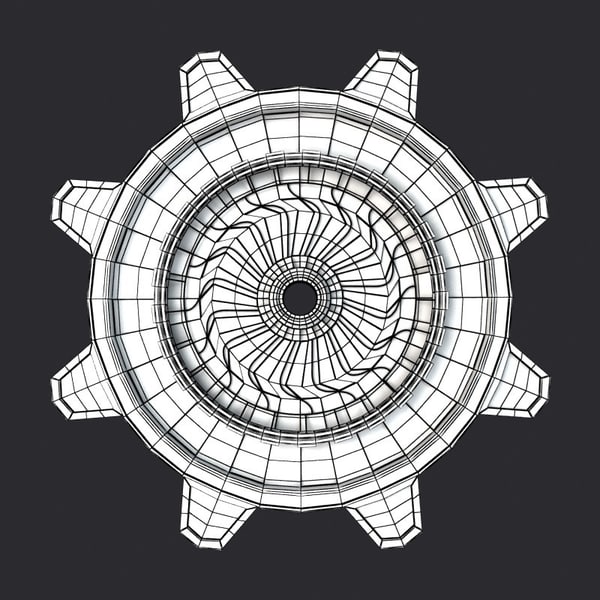 3d golden cog wheel model