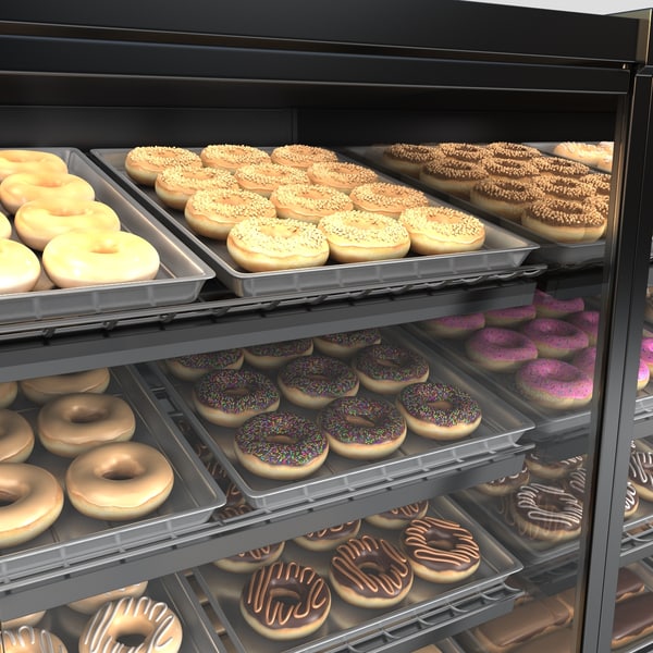 3d bakery case doughnuts bagels