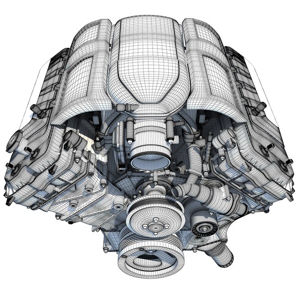 v8 engine 3d model