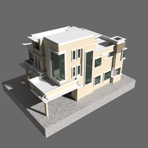 3d model modern bungalow