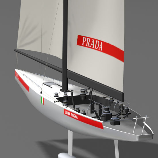 3d americas cup sailboat racing yacht model