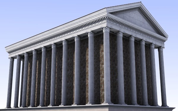 ancient roman temple obj
