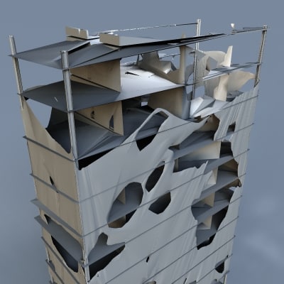 derelict space junk building 3d model