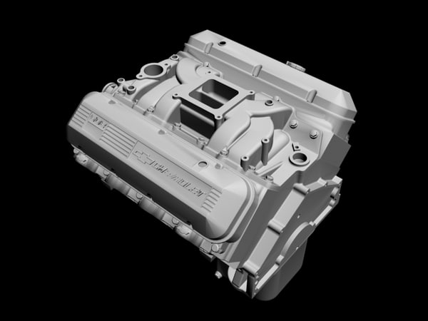 chevrolet big block v8 engine 3d dxf