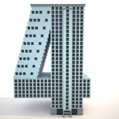 3d model building shape number 4