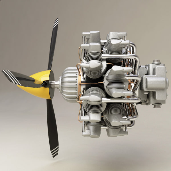 3d twin row 14 wasp radial engine model