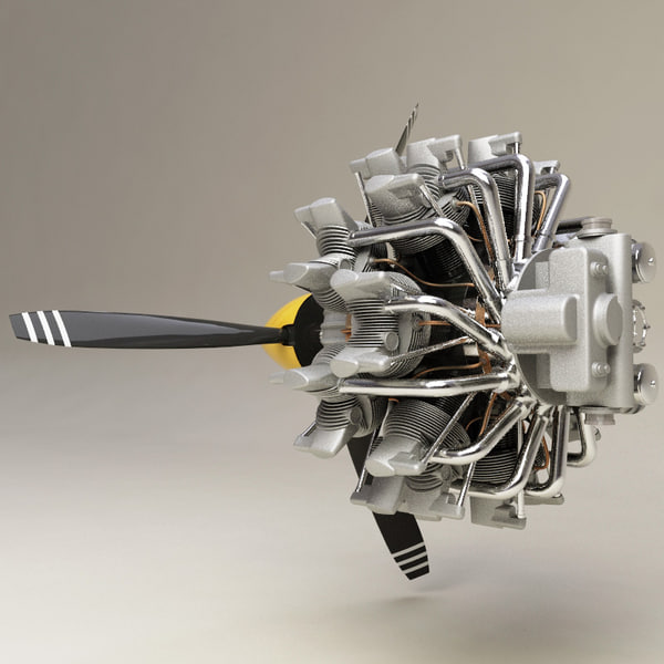 3d twin row 14 wasp radial engine model