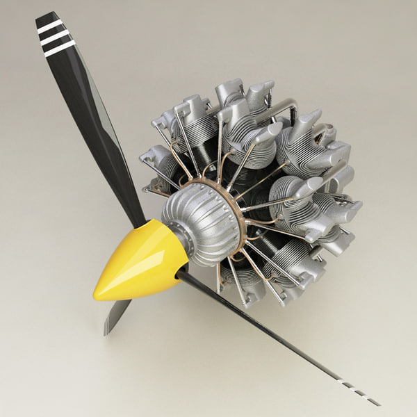 3d twin row 14 wasp radial engine model