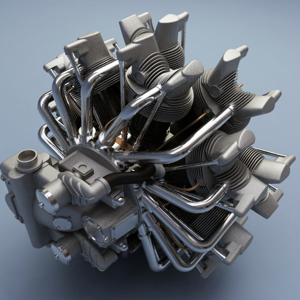 3d twin row 14 wasp radial engine model
