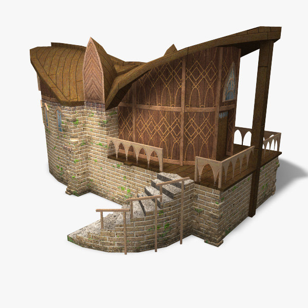 low poly elven building games 3d obj