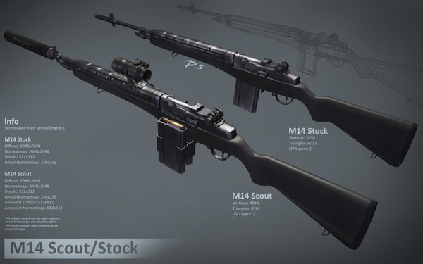 m14 ebr sniper rifle 3d c4d