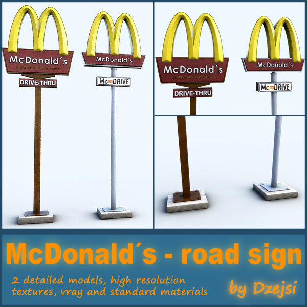 road signs mcdonald´s 3d model