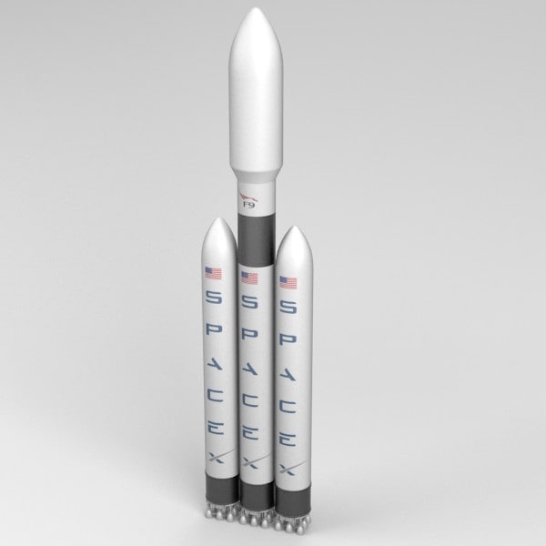 spacex falcon 9 heavy 3d model
