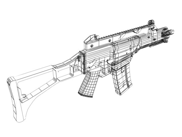 G36c Assault Rifle Drawing Sketch Coloring Page