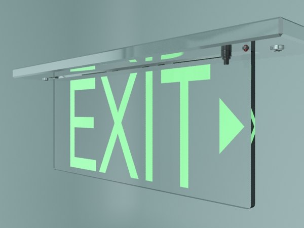 3d glass exit sign model