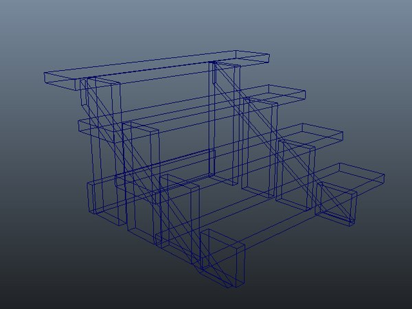 3d model wooden steps