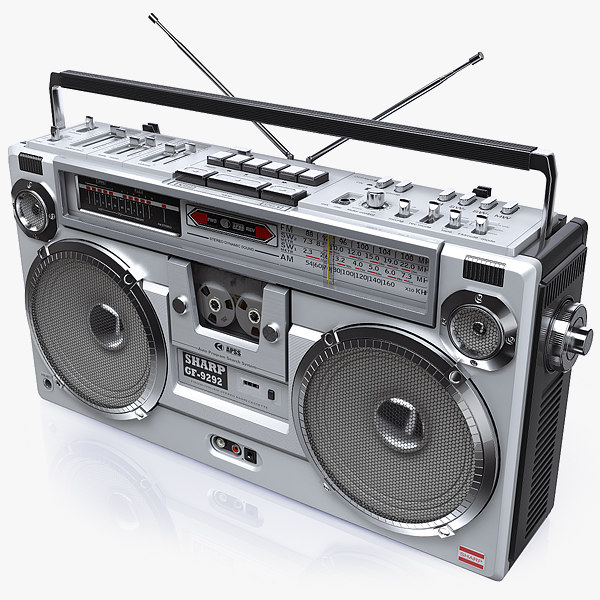 3d model of retro boombox sharp gf 9292