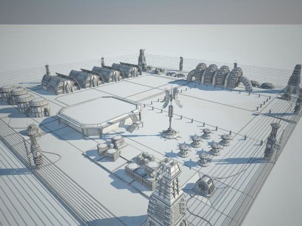 3d model futuristic sci fi military base