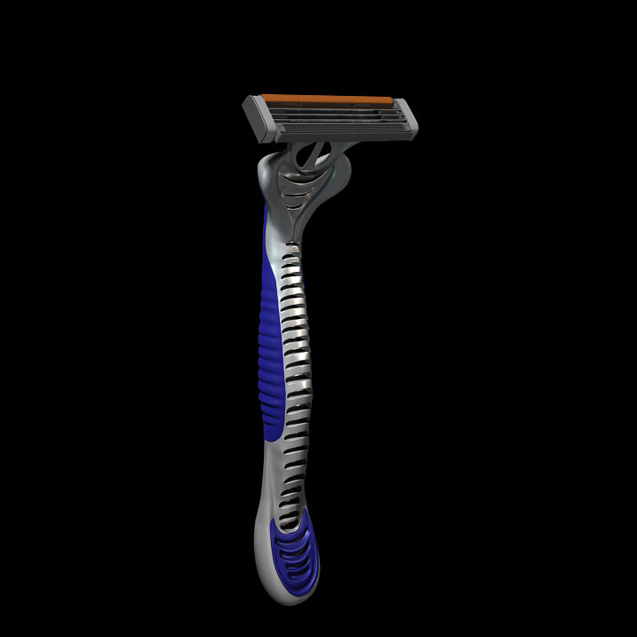 3d model of razor gillette blue