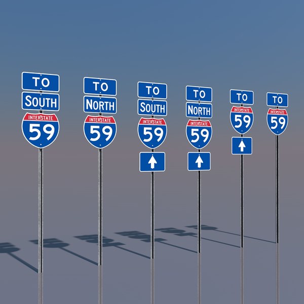 interstate 59 signs alabama 3d c4d