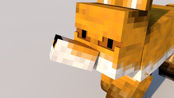 fox minecraft 3d c4d