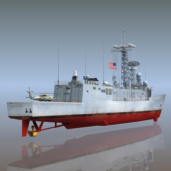uss ingraham ffg 61 frigate ship 3d model