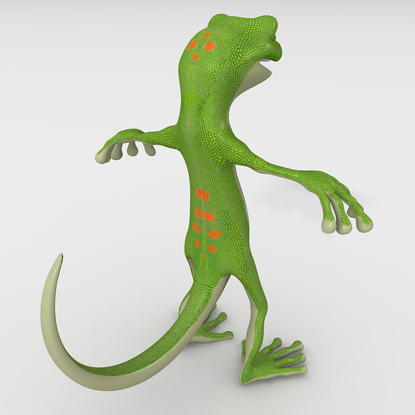 cartoon gecko toon character 3d obj