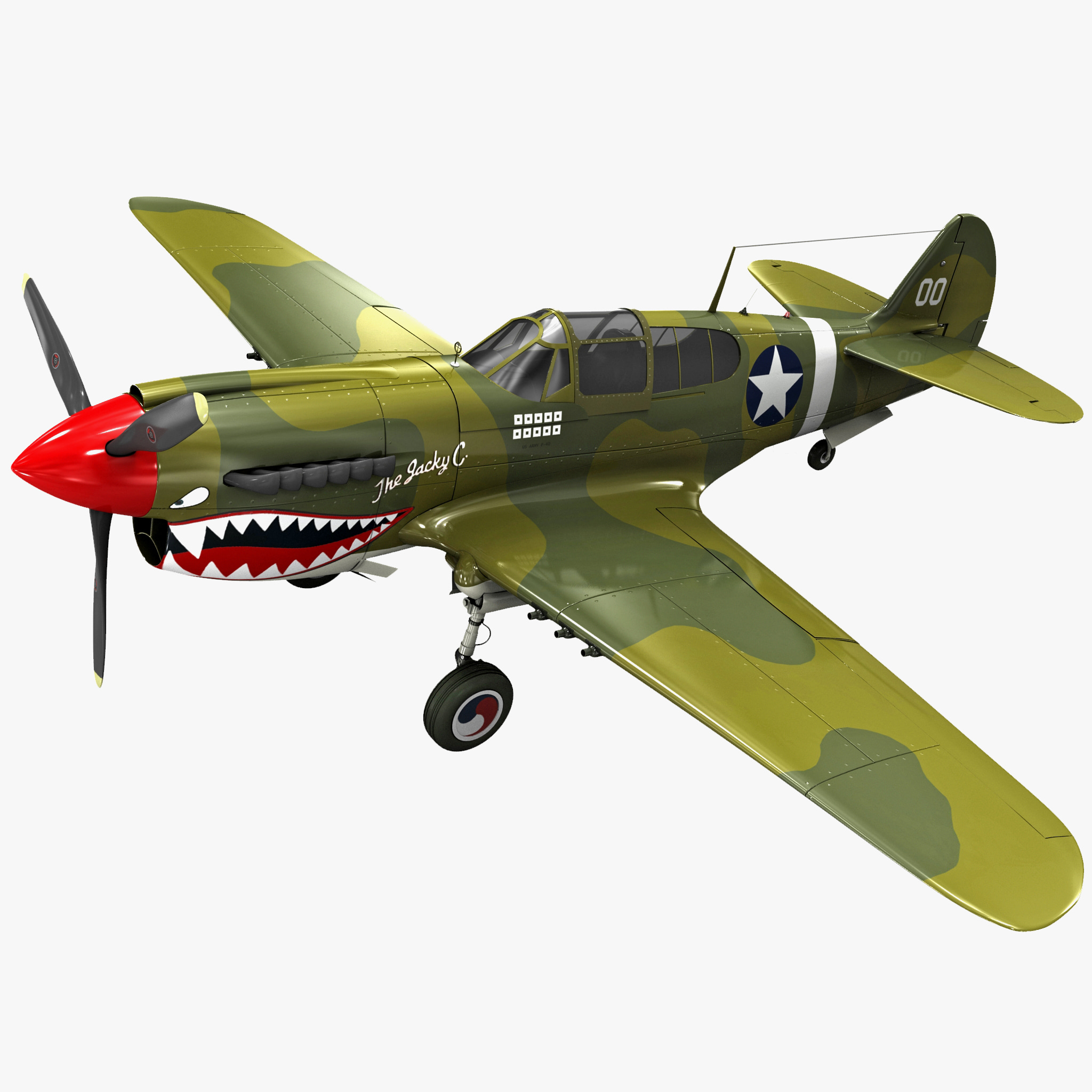 3d curtiss p 40 warhawk fighter model