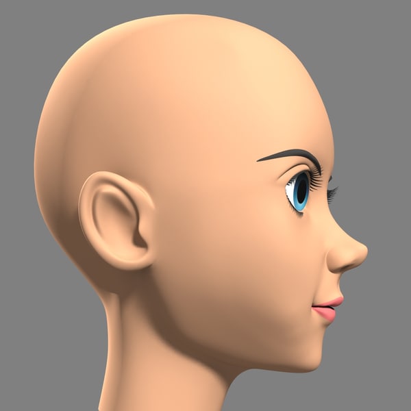 head animation 3d model - Anime Female Head... by tomwoof