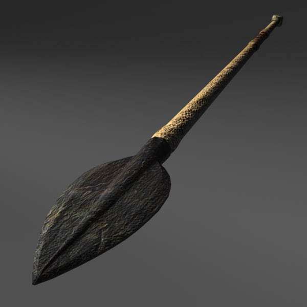 ancient greek dual spear 3d obj