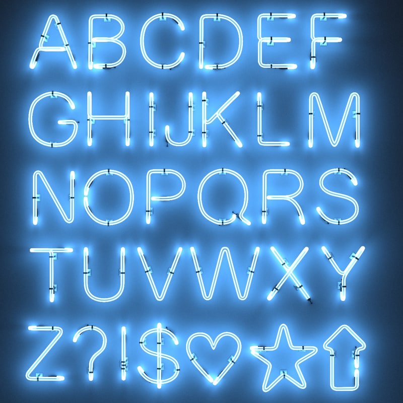 3d 3ds neon alphabet
