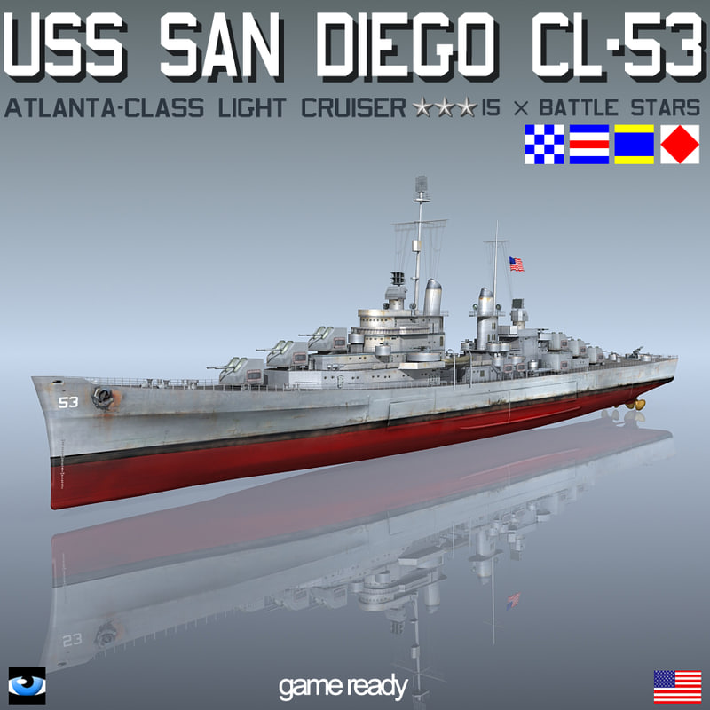 uss san diego cl 53 3d obj