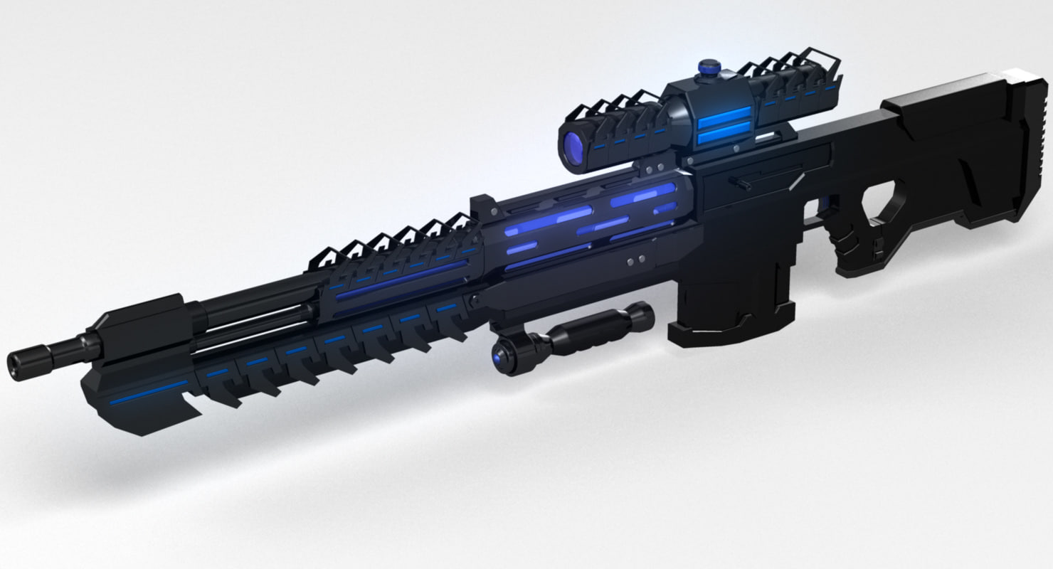 free conceptual sci fi sniper rifle 3d model