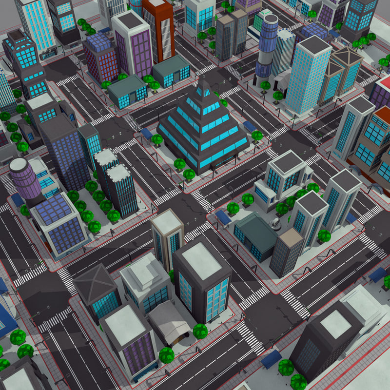 3d model modern cartoon city