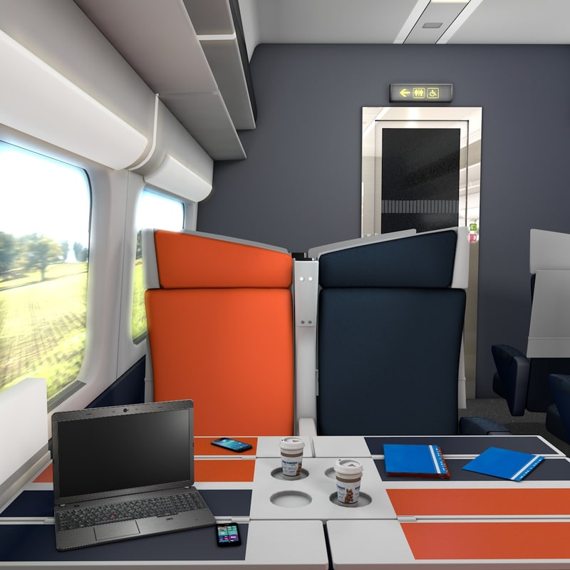 3d model passenger train interior