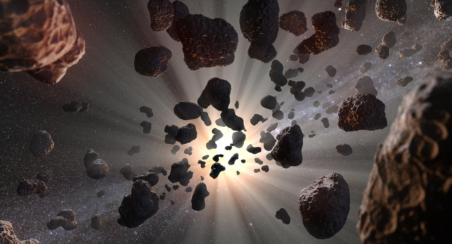 3D fbx asteroid field comet