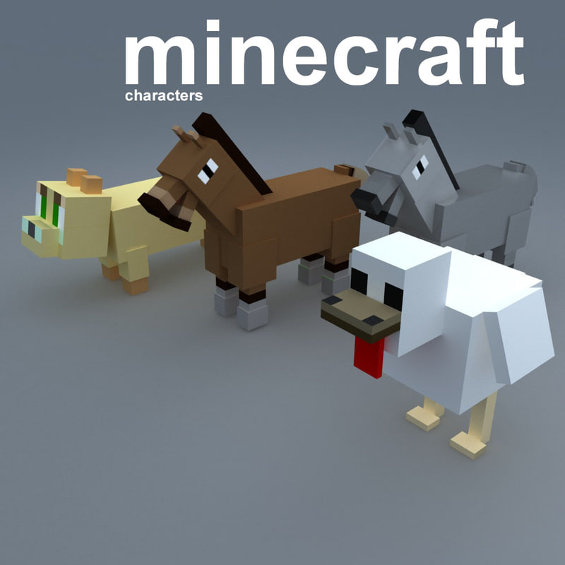 3D max minecraft animal character