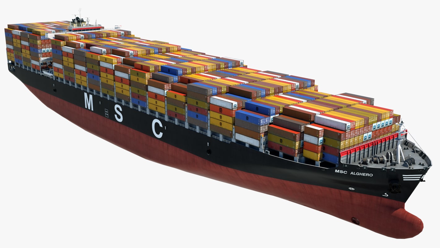 3D 3ds msc container ship